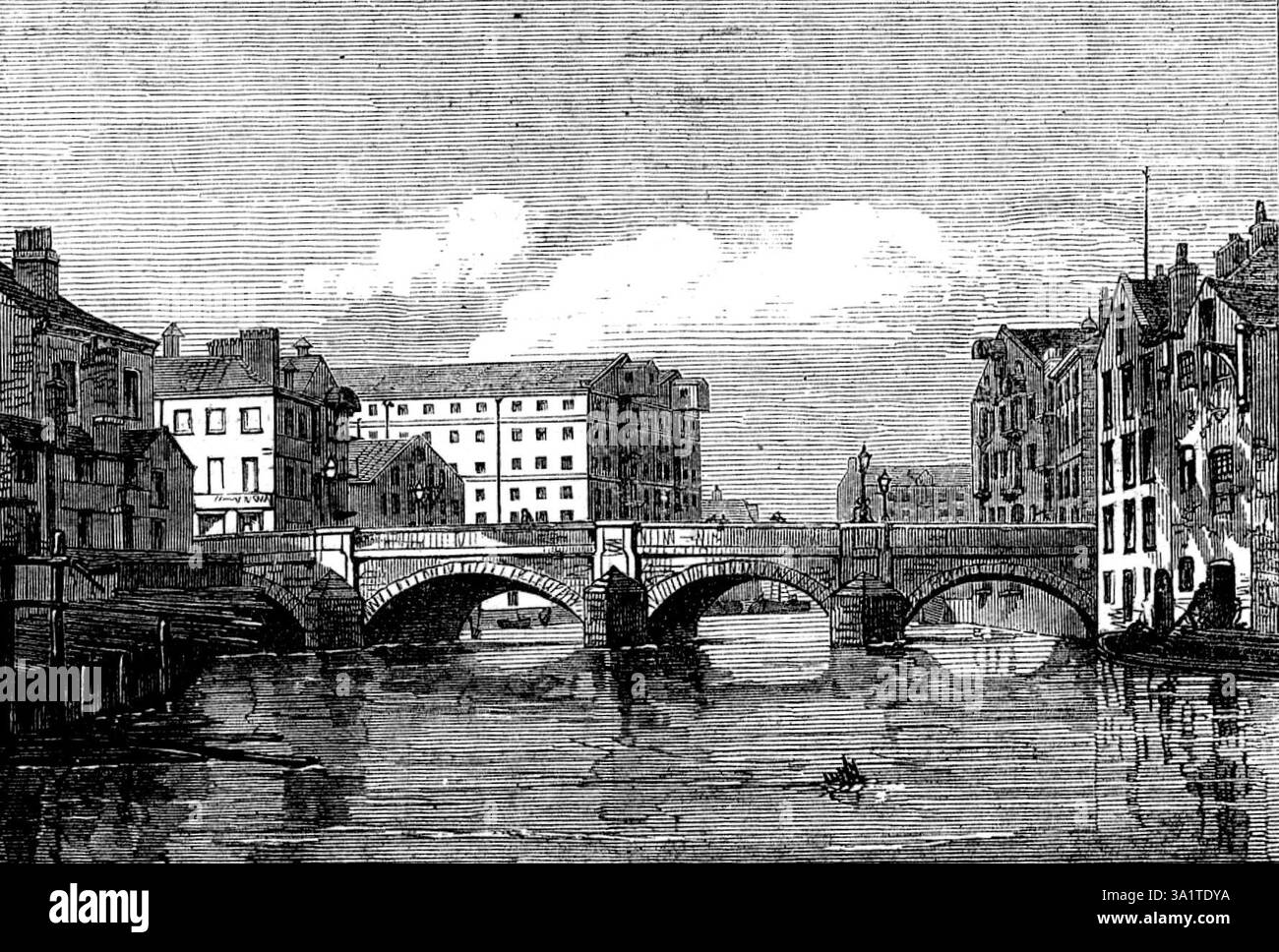 The Old Bridge at Leeds, 1873. Old Leeds Bridge '... was a stone ...