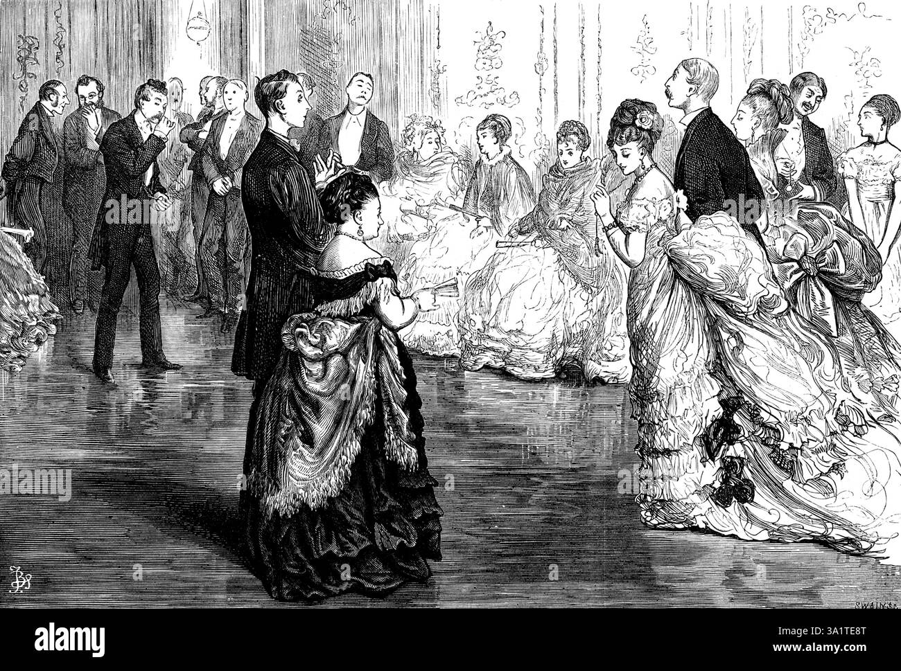 The First Quadrille - drawn by F. Barnard, 1873. Illustration to a poem ...