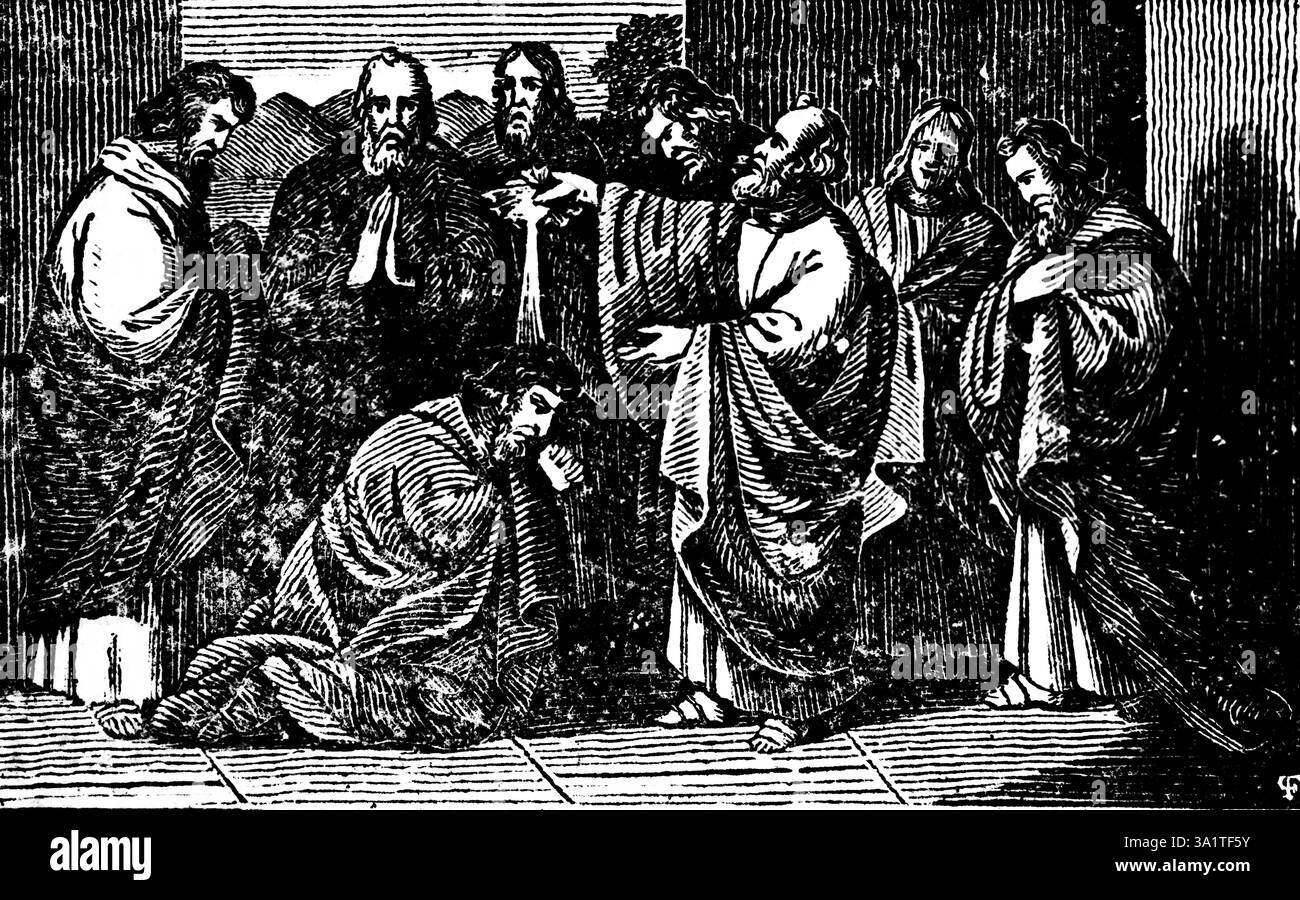 The apostle peter kneeling Black and White Stock Photos & Images - Alamy