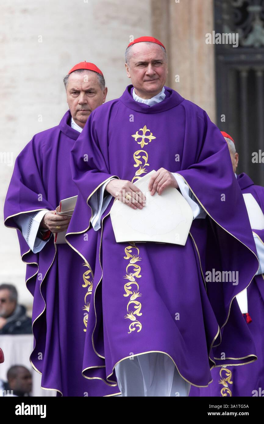 Cardinal Ángel Fernández Artime and cardinal Mauro Gambetti, attend a ...