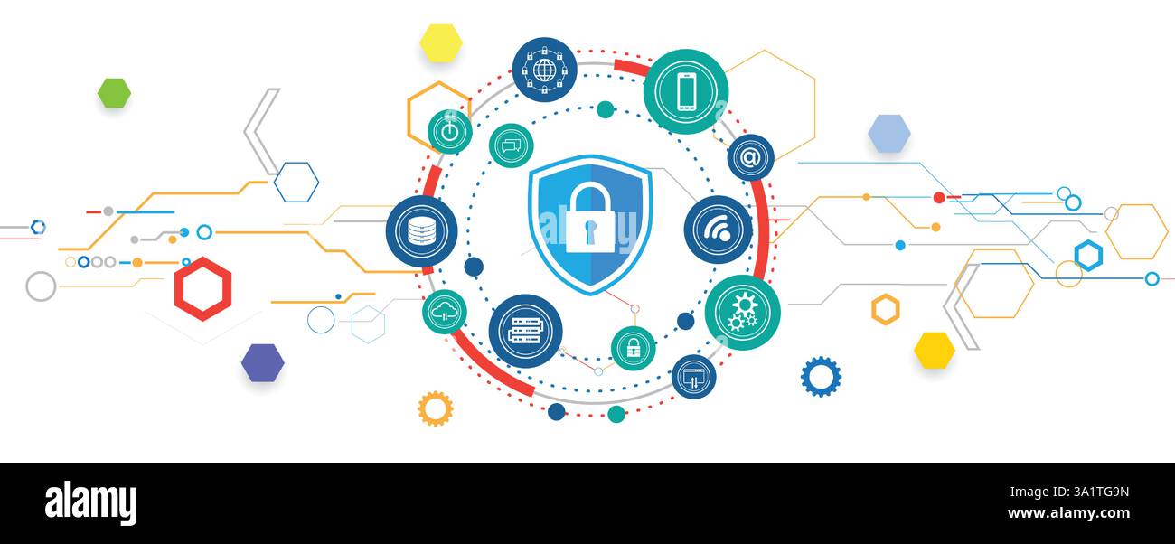 Cyber security protection devices from hacker attack Stock Vector Image ...