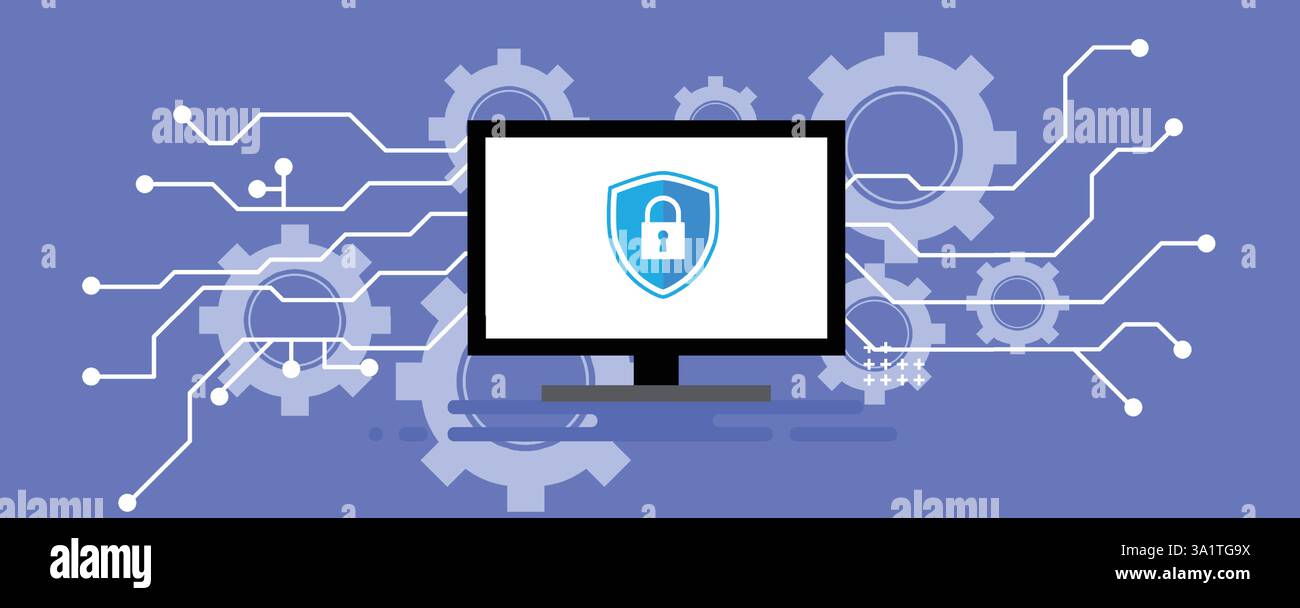 Cyber security protection devices from hacker attack Stock Vector Image ...