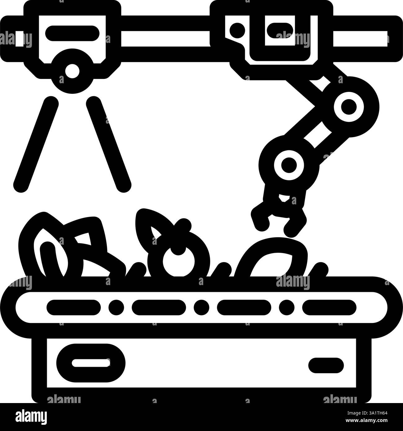 robotic sorting system robot harvests line icon vector illustration ...