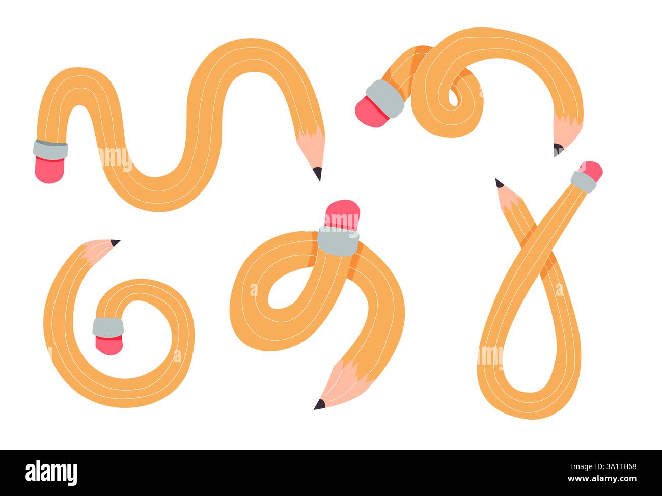 Twisted curved comic pencil doodle sketchy. Line hand drawn simple ...