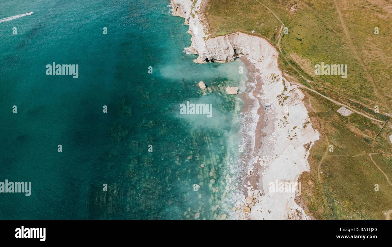 Freshwater Bay coast from above on a warm summers day with beautiful ...