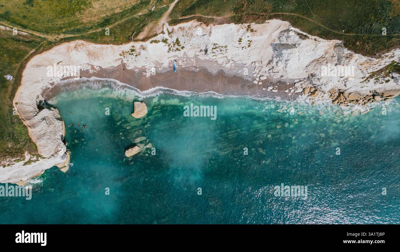 Freshwater Bay coast from above on a warm summers day with beautiful ...