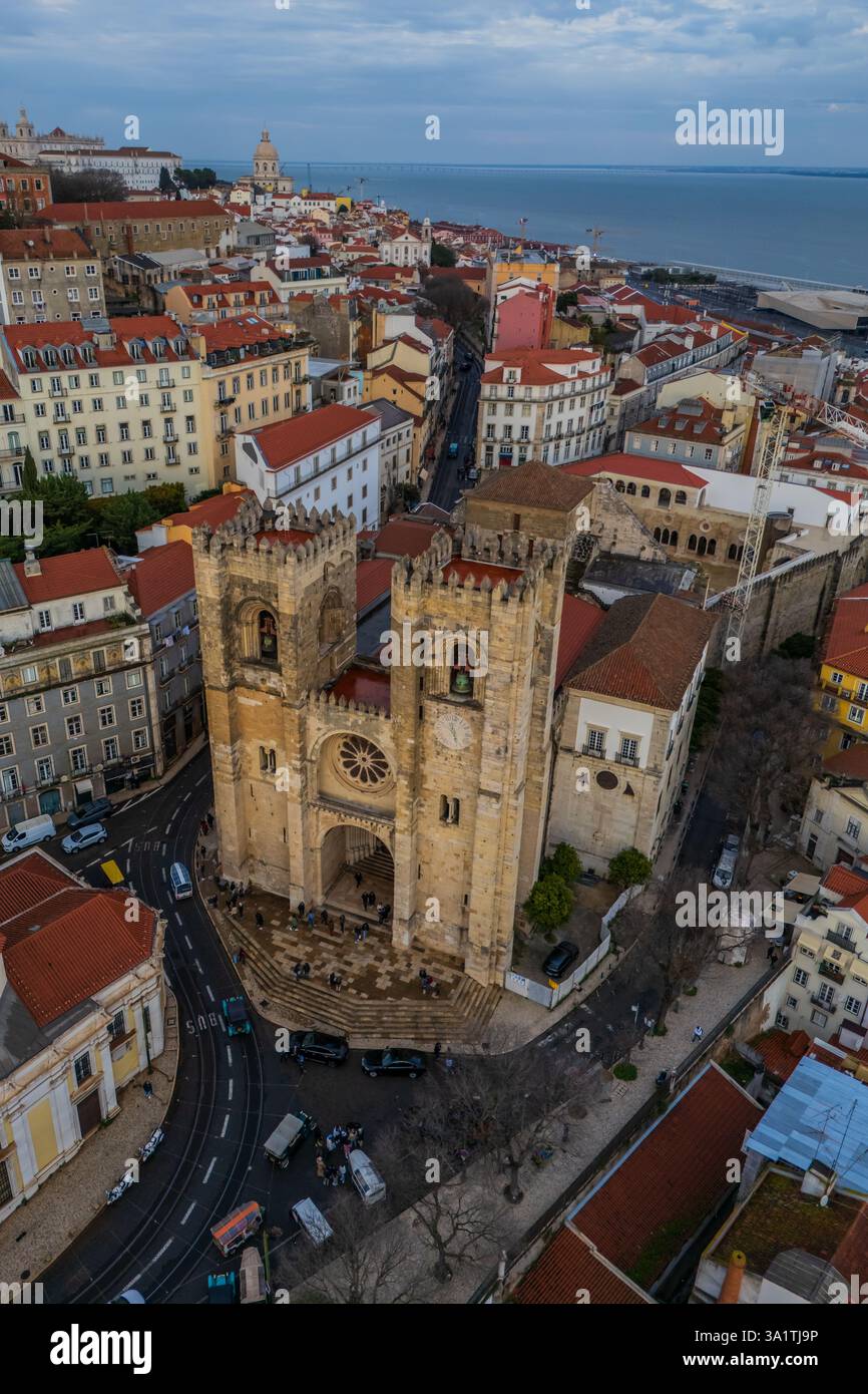 Aerial view of Lisbon Cathedral and city skyline Stock Photo - Alamy