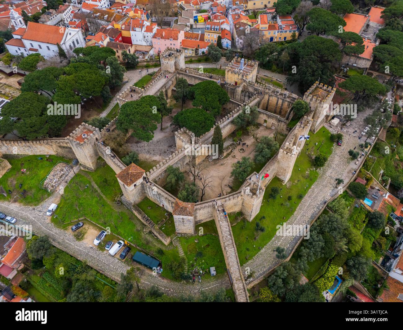 Aerial view of Sao Jorge Castle, known in English as Saint George's ...