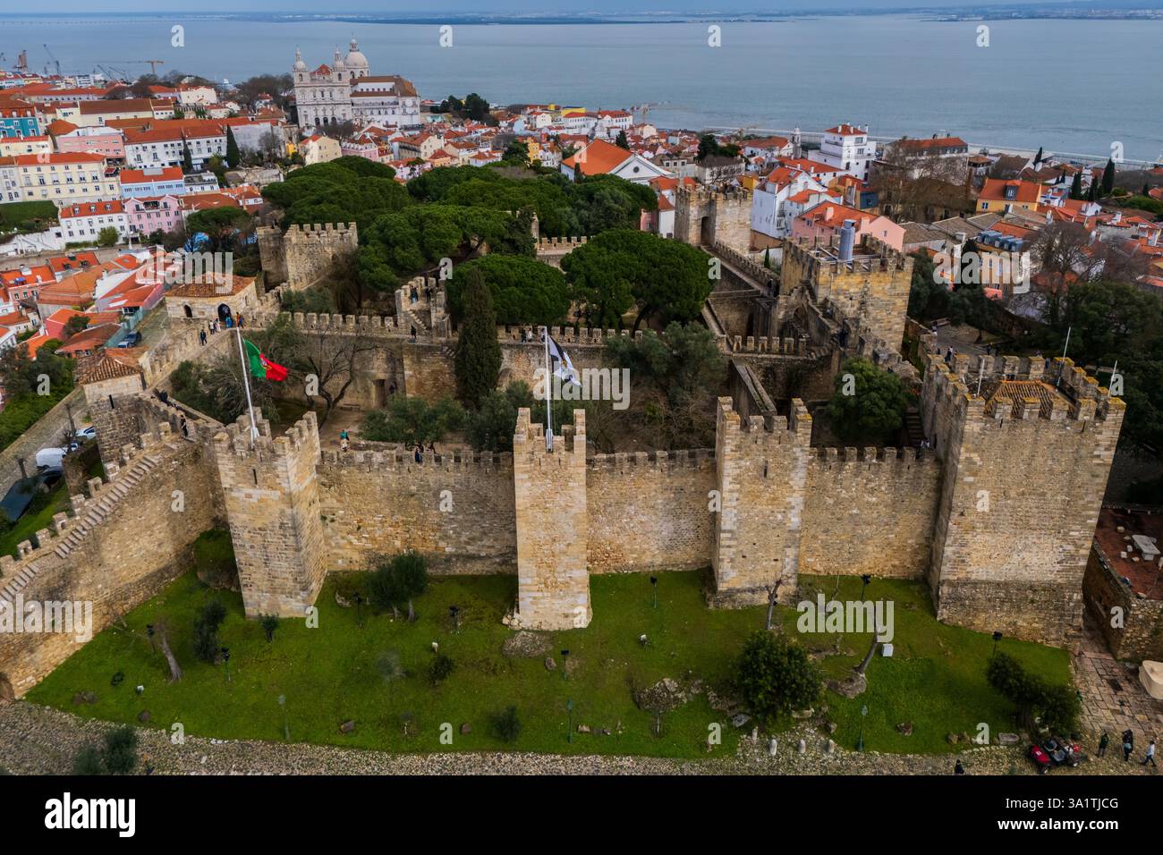 Aerial view of Sao Jorge Castle, known in English as Saint George's ...
