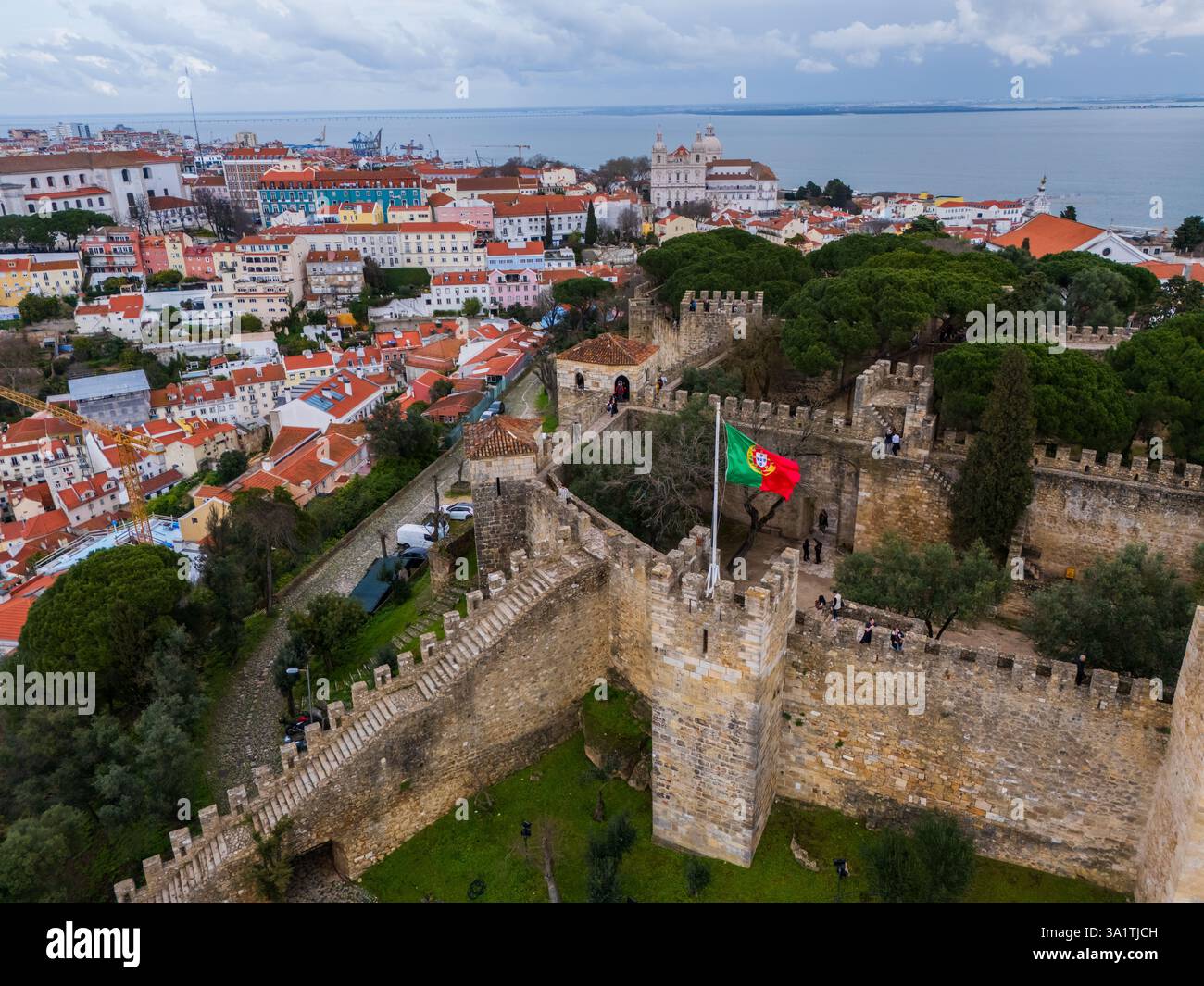Aerial view of Sao Jorge Castle, known in English as Saint George's ...