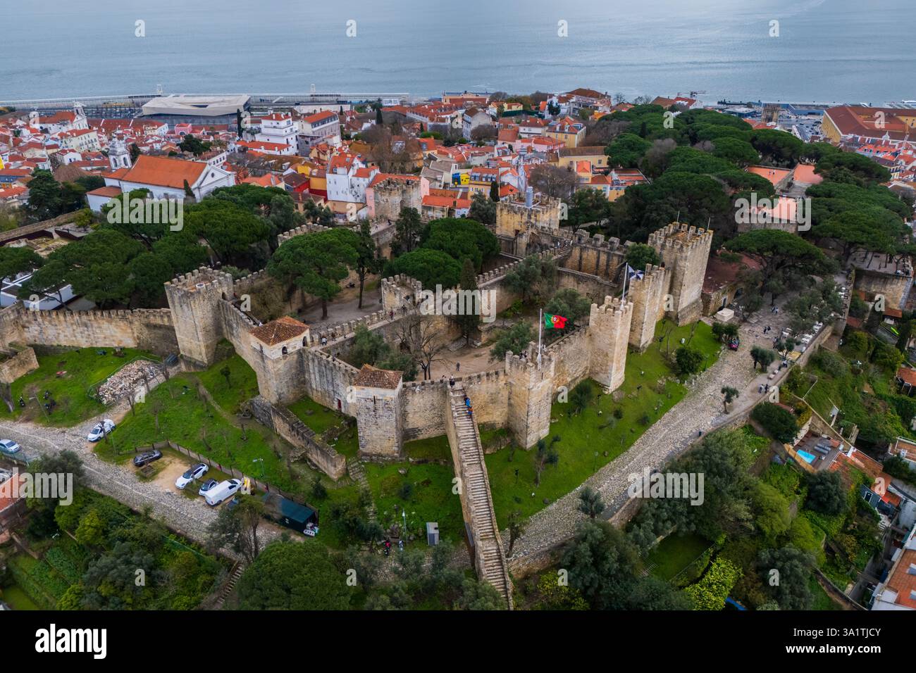 Aerial view of Sao Jorge Castle, known in English as Saint George's ...