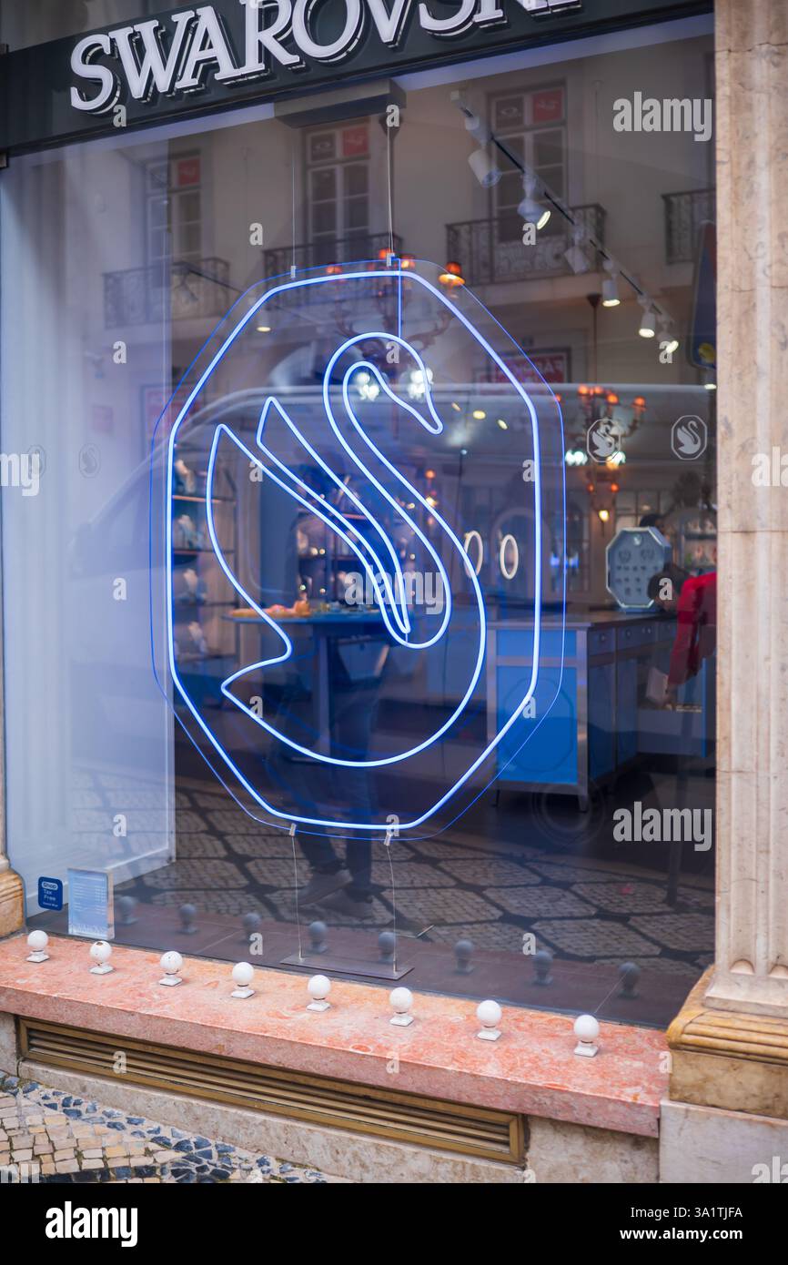 Swarovski store display window in Lisbon Stock Photo - Alamy