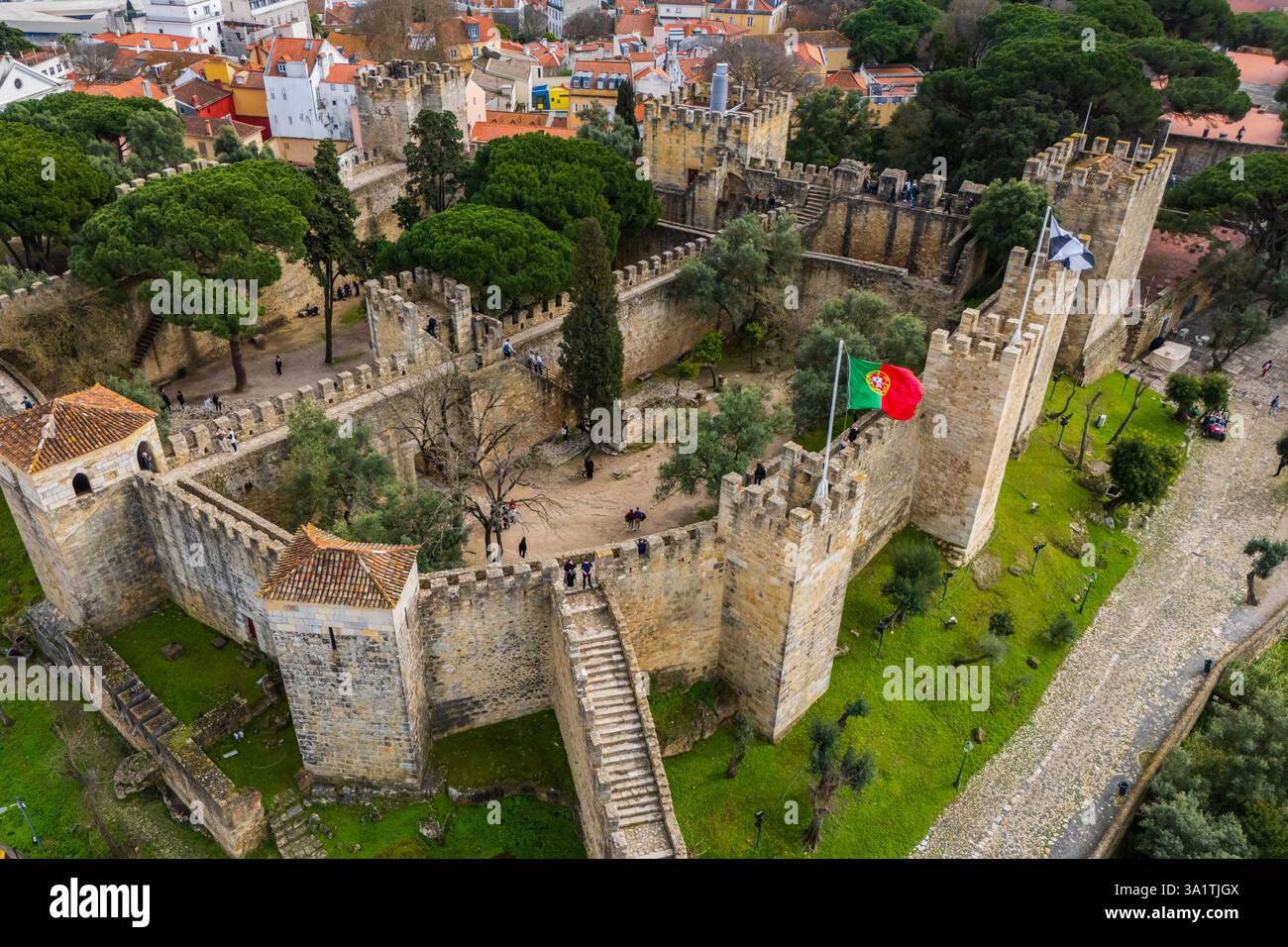 Aerial view of Sao Jorge Castle, known in English as Saint George's ...