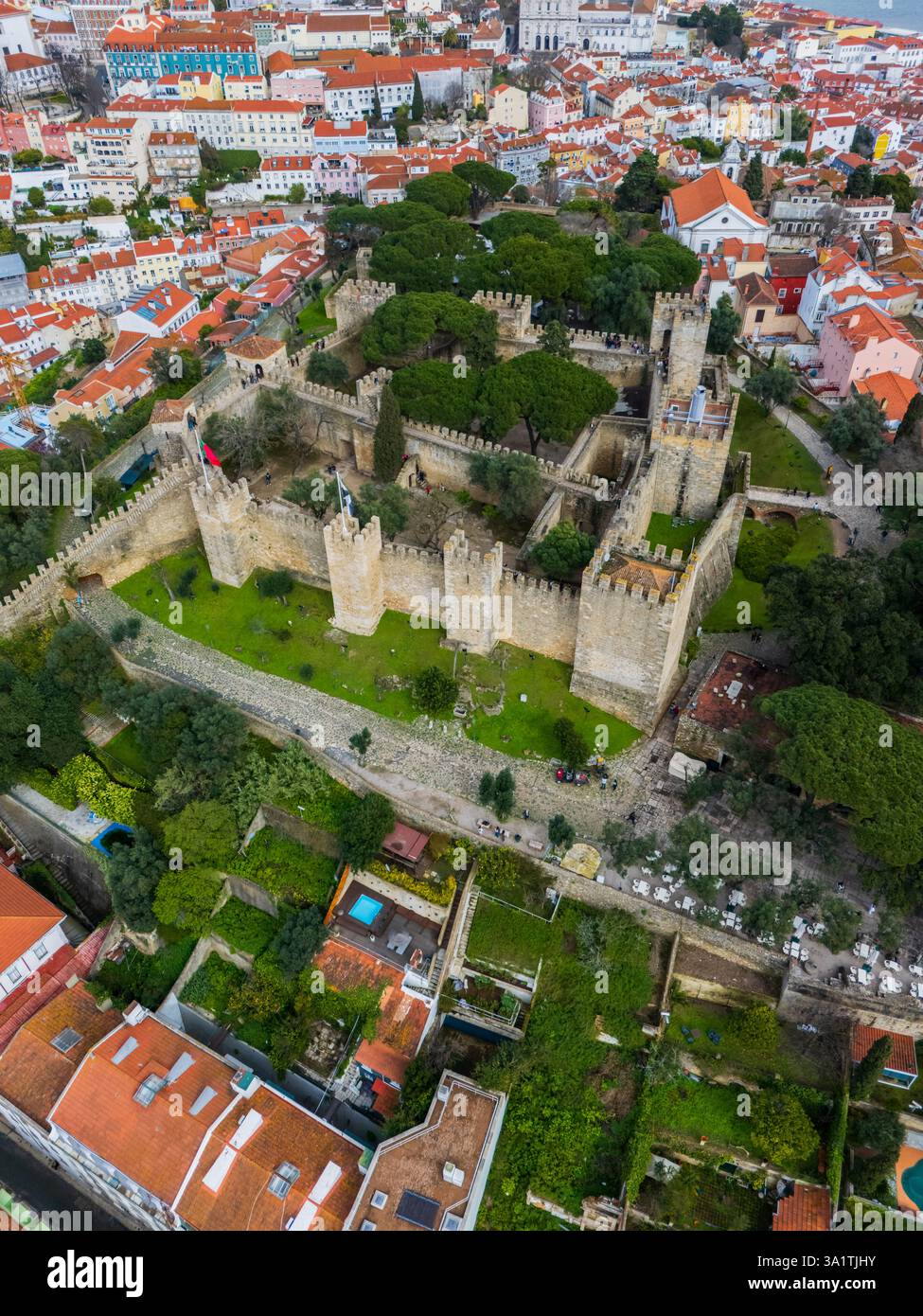 Aerial view of Sao Jorge Castle, known in English as Saint George's ...