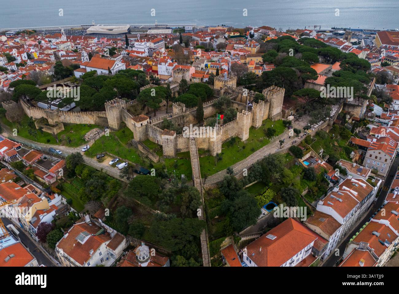 Aerial view of Sao Jorge Castle, known in English as Saint George's ...