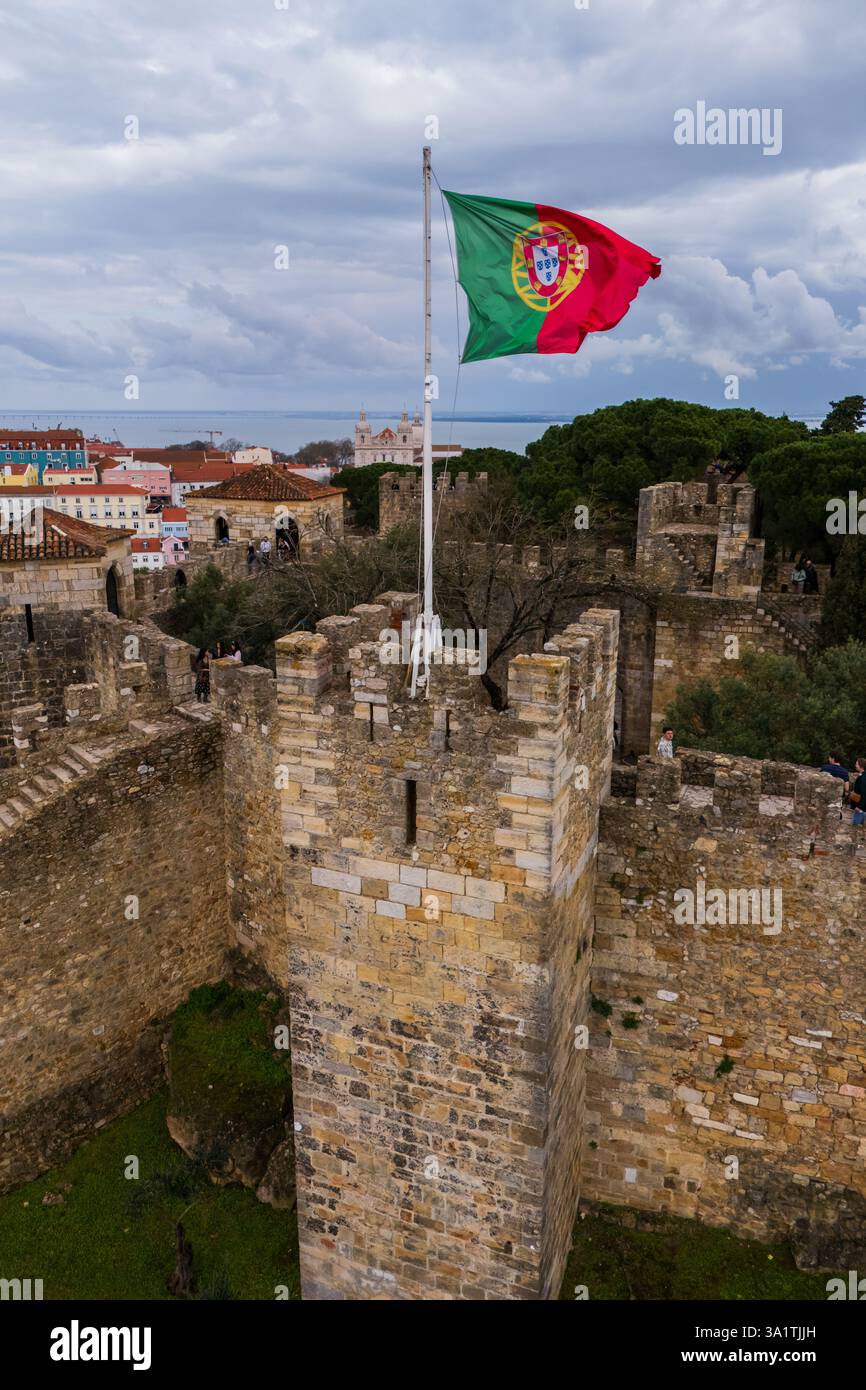 Aerial view of Sao Jorge Castle, known in English as Saint George's ...