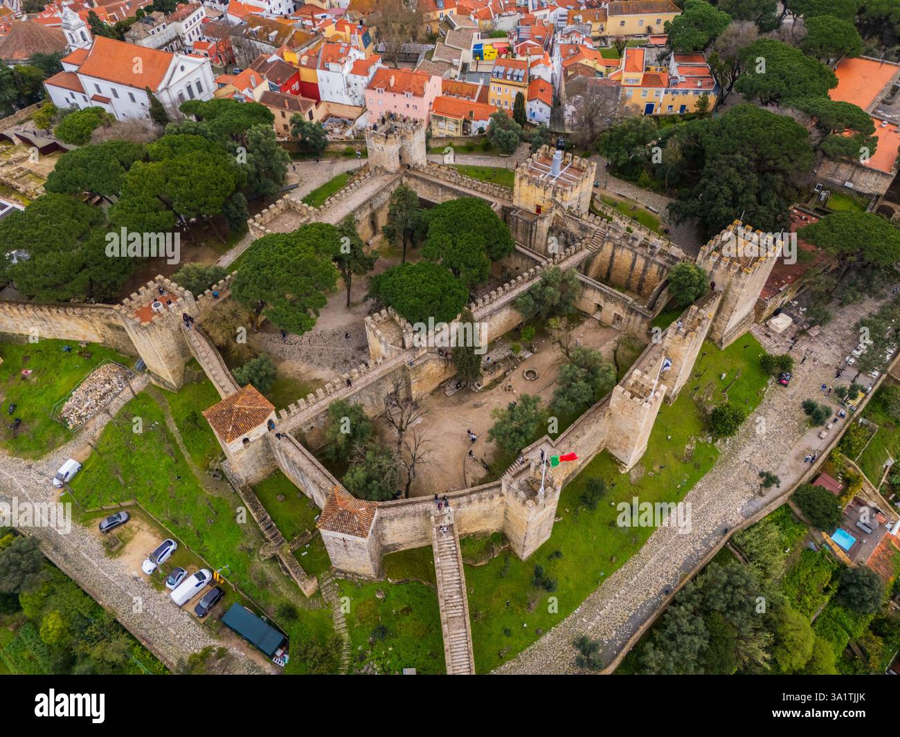 Aerial view of Sao Jorge Castle, known in English as Saint George's ...
