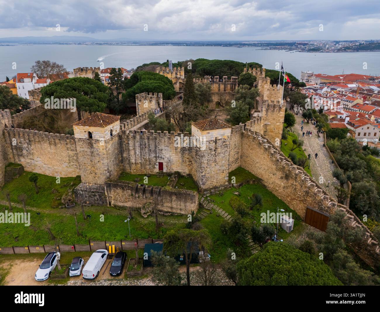 Aerial view of Sao Jorge Castle, known in English as Saint George's ...