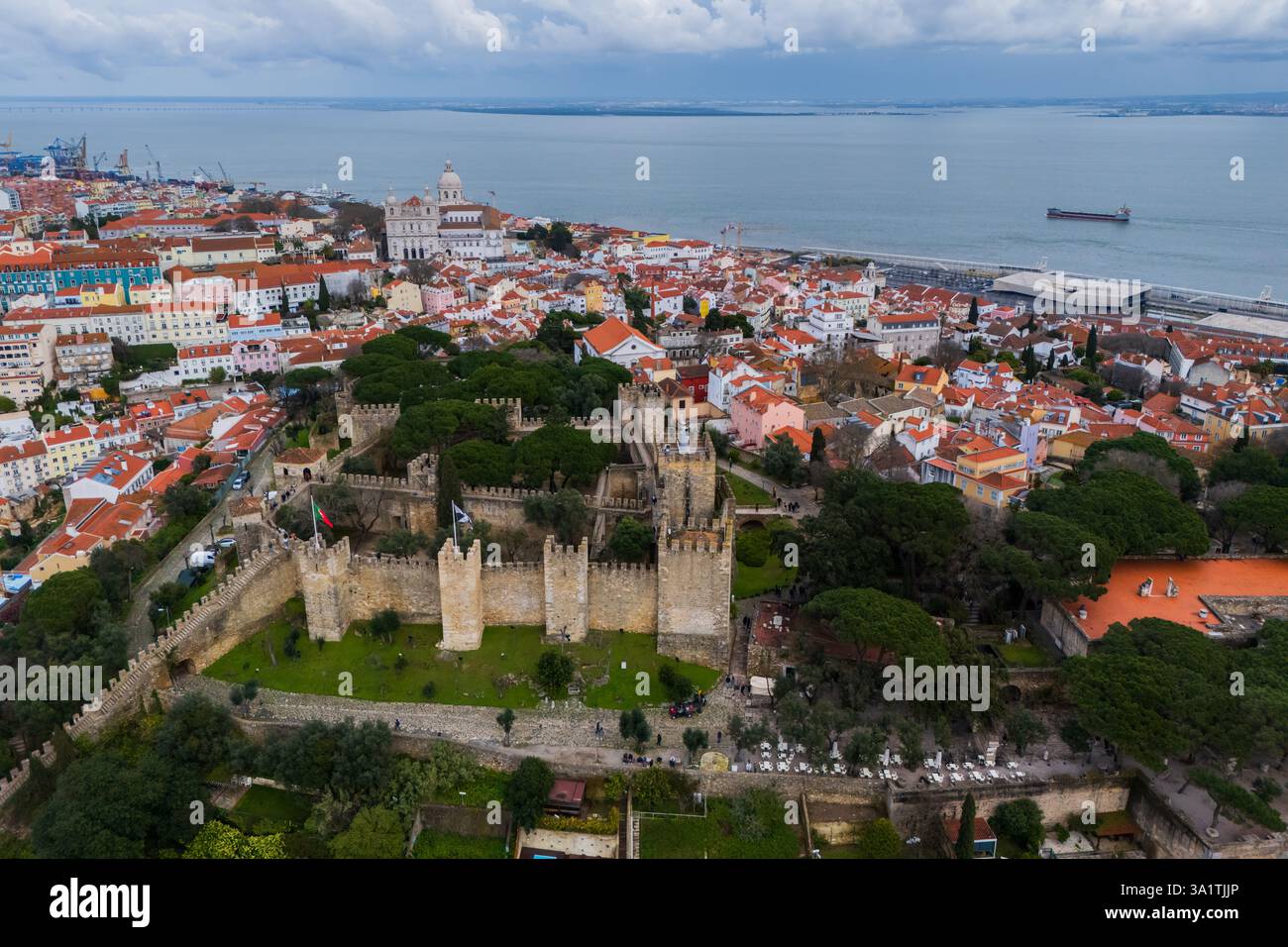 Aerial view of Sao Jorge Castle, known in English as Saint George's ...