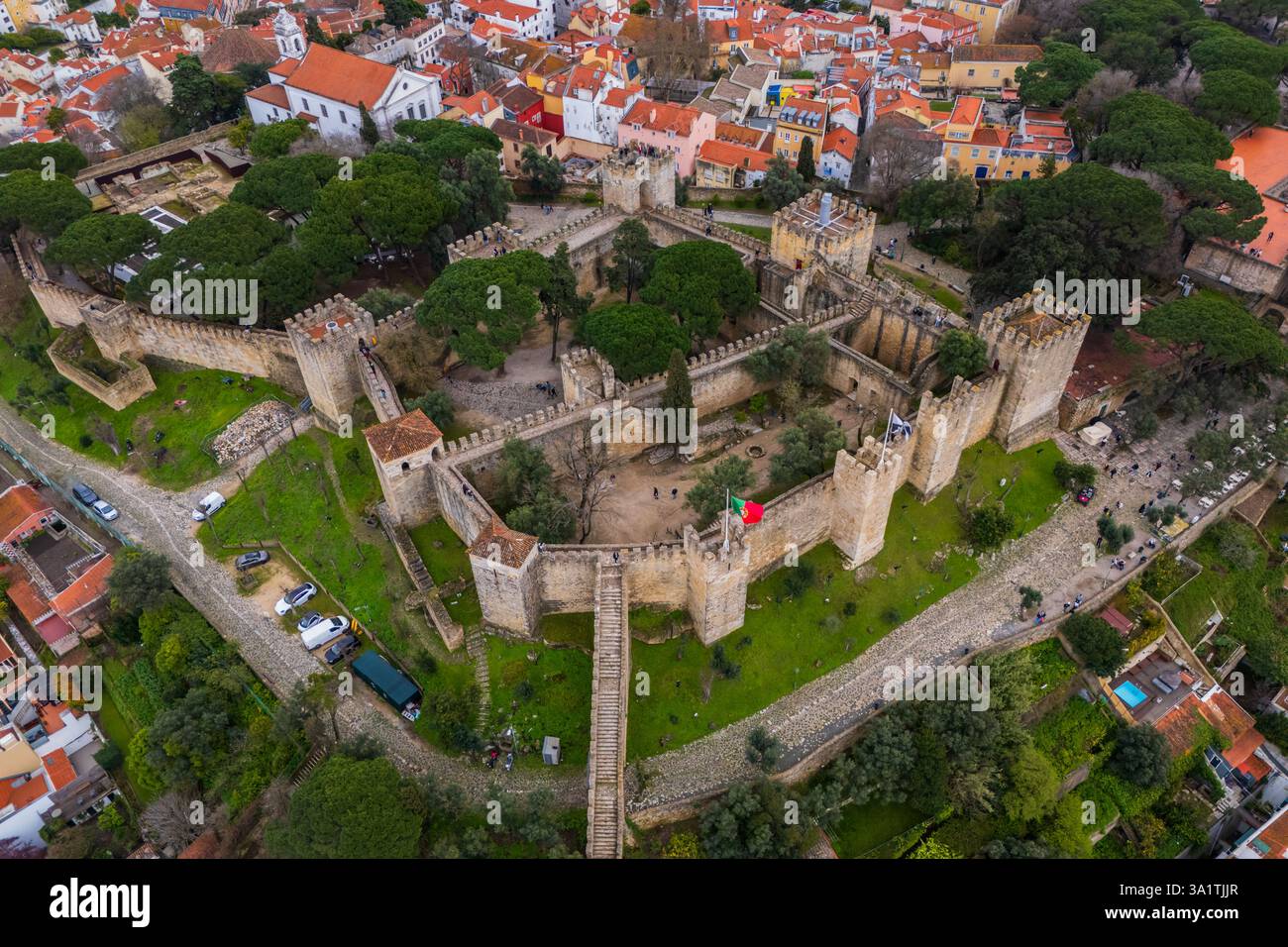 Aerial view of Sao Jorge Castle, known in English as Saint George's ...
