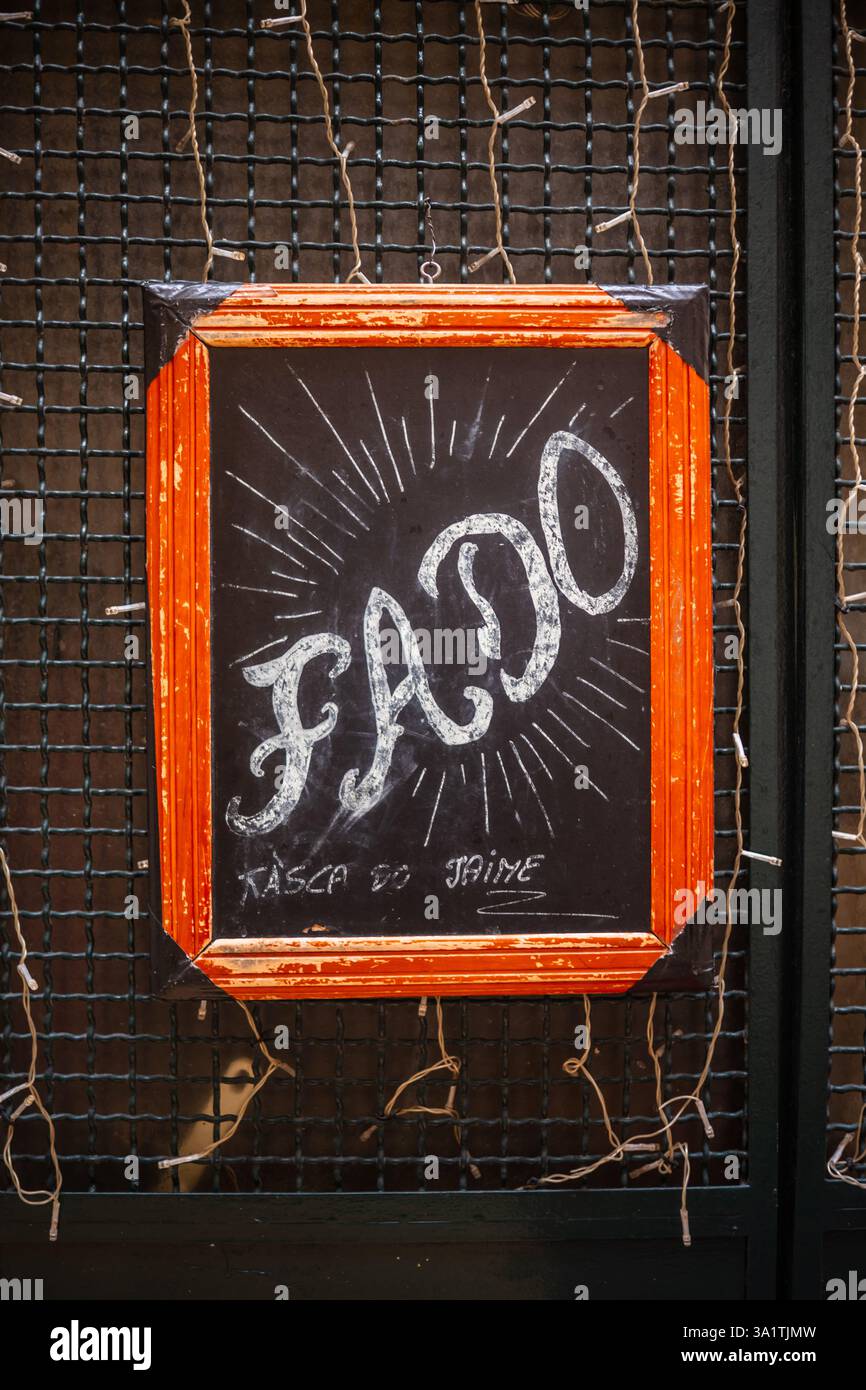Fado sign in Tasca do Jaime, Lisbon Stock Photo - Alamy