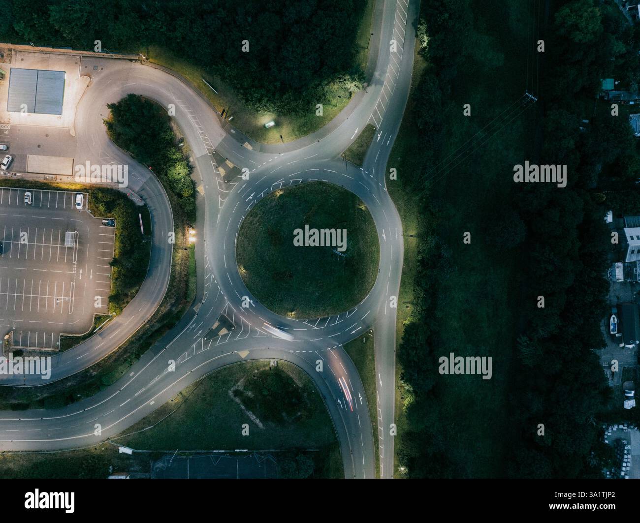 Traffic roundabout night from drone hi-res stock photography and images ...