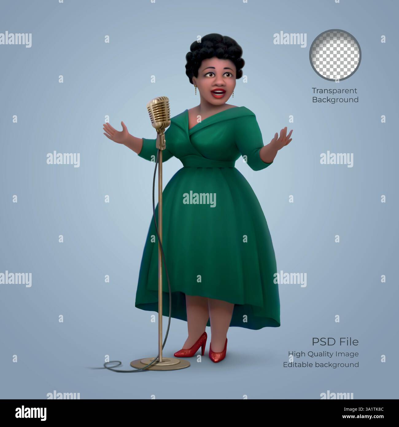 A beautiful woman sings passionately into a microphone in a stunning ...