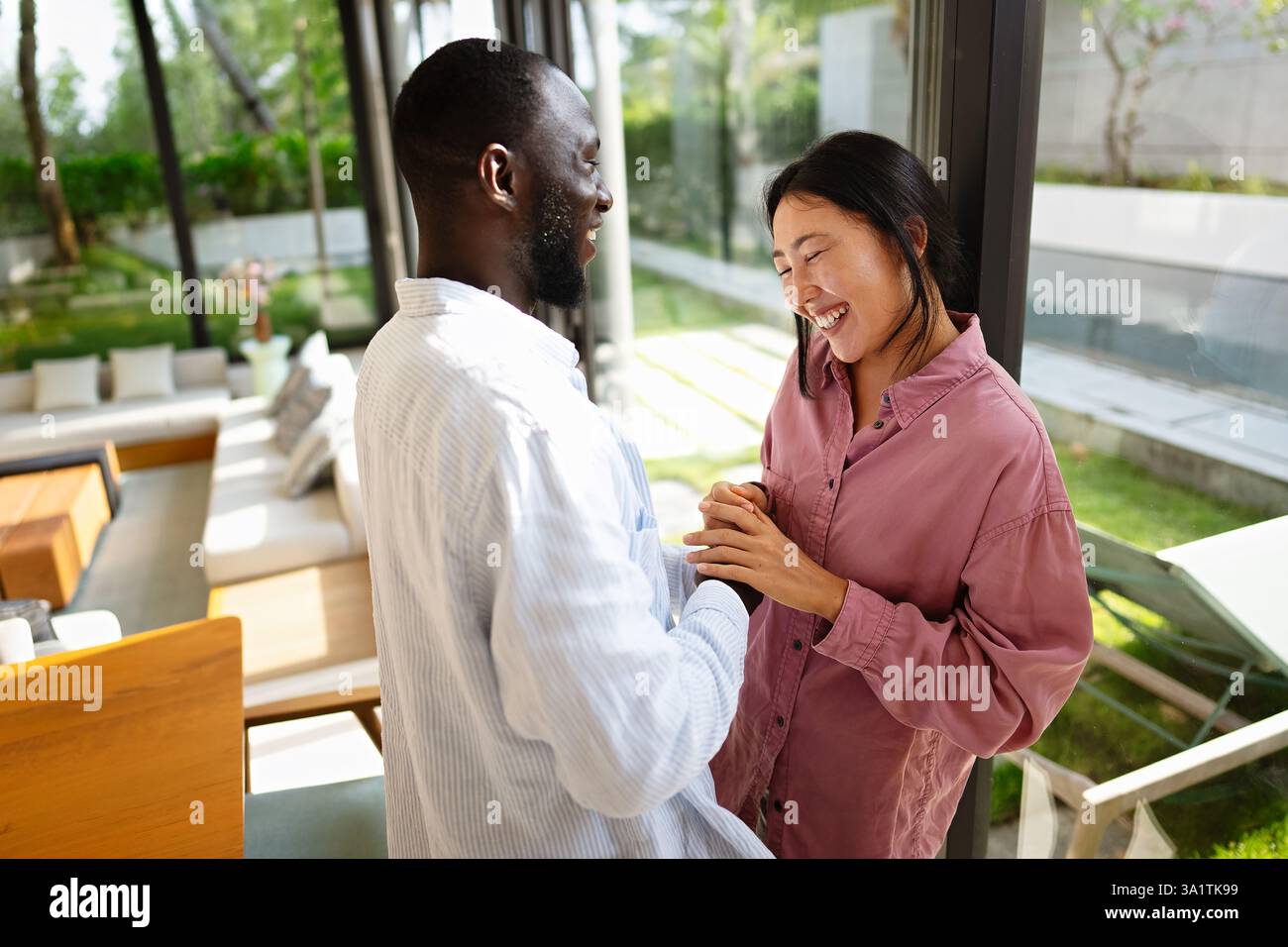 Interracial couple embracing celebrating love, diversity, and unity in ...