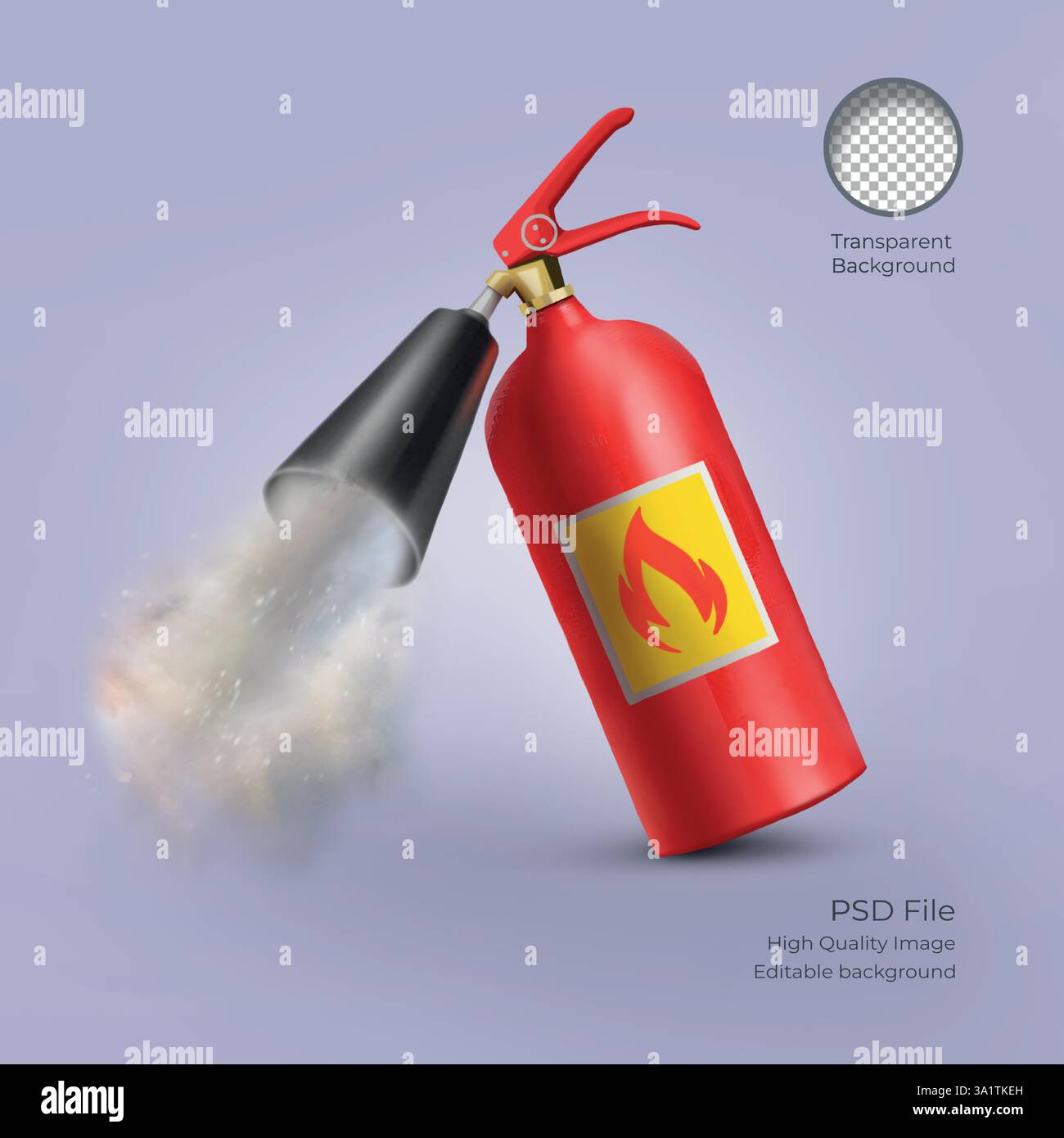 A vibrant Red Fire Extinguisher depicted with a Smoke Effect for ...