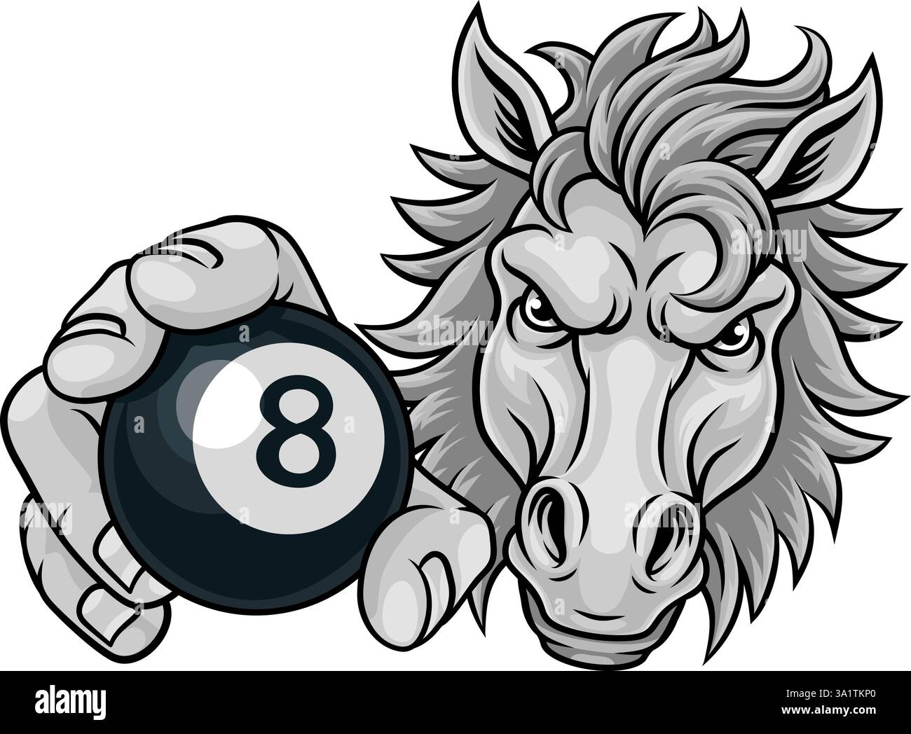 Horse Mustang Stallion Pool Billiards Sport Mascot Stock Vector Image ...