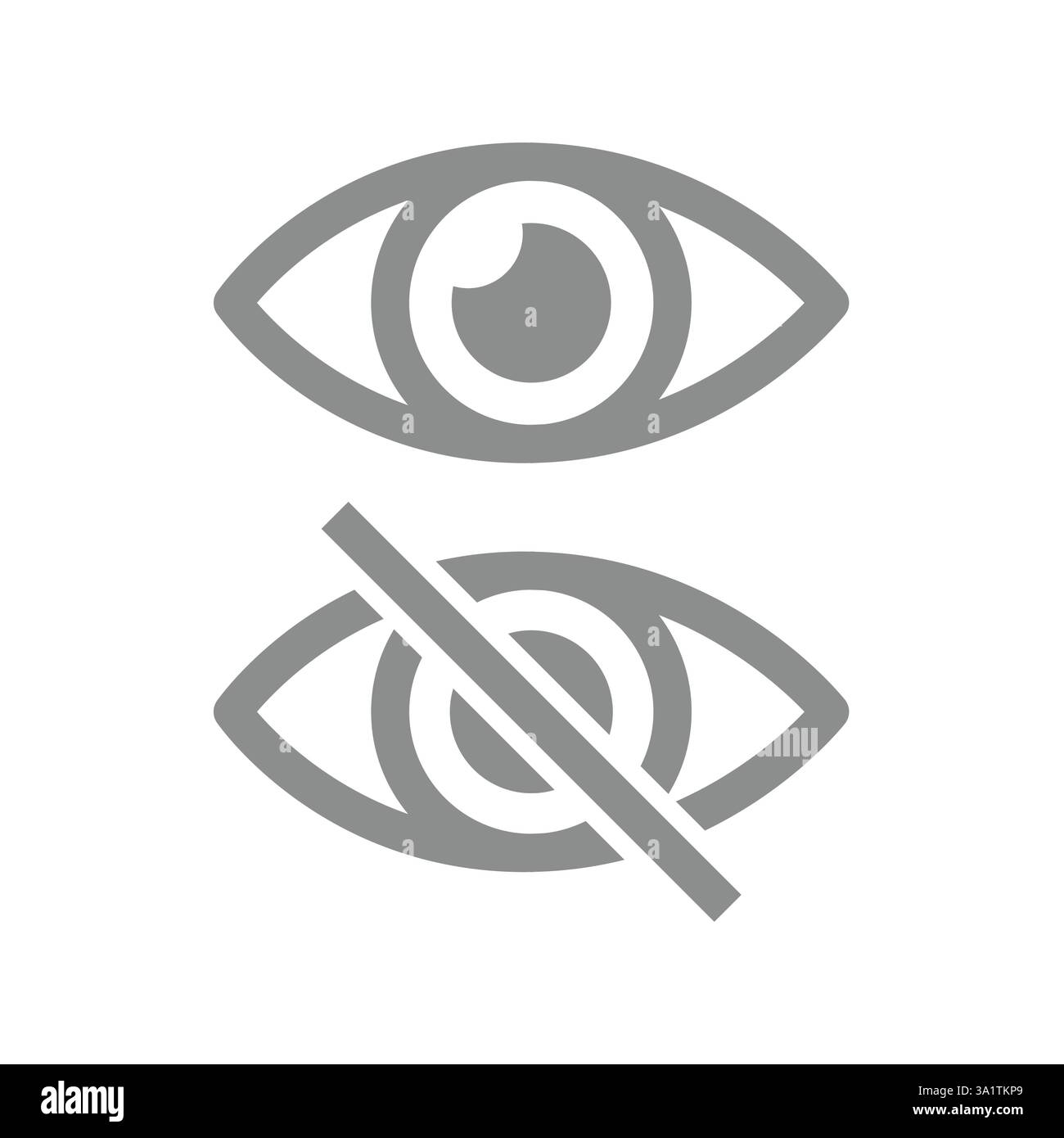 Human eye and eye crossed vector icon set. See or show and hide ...