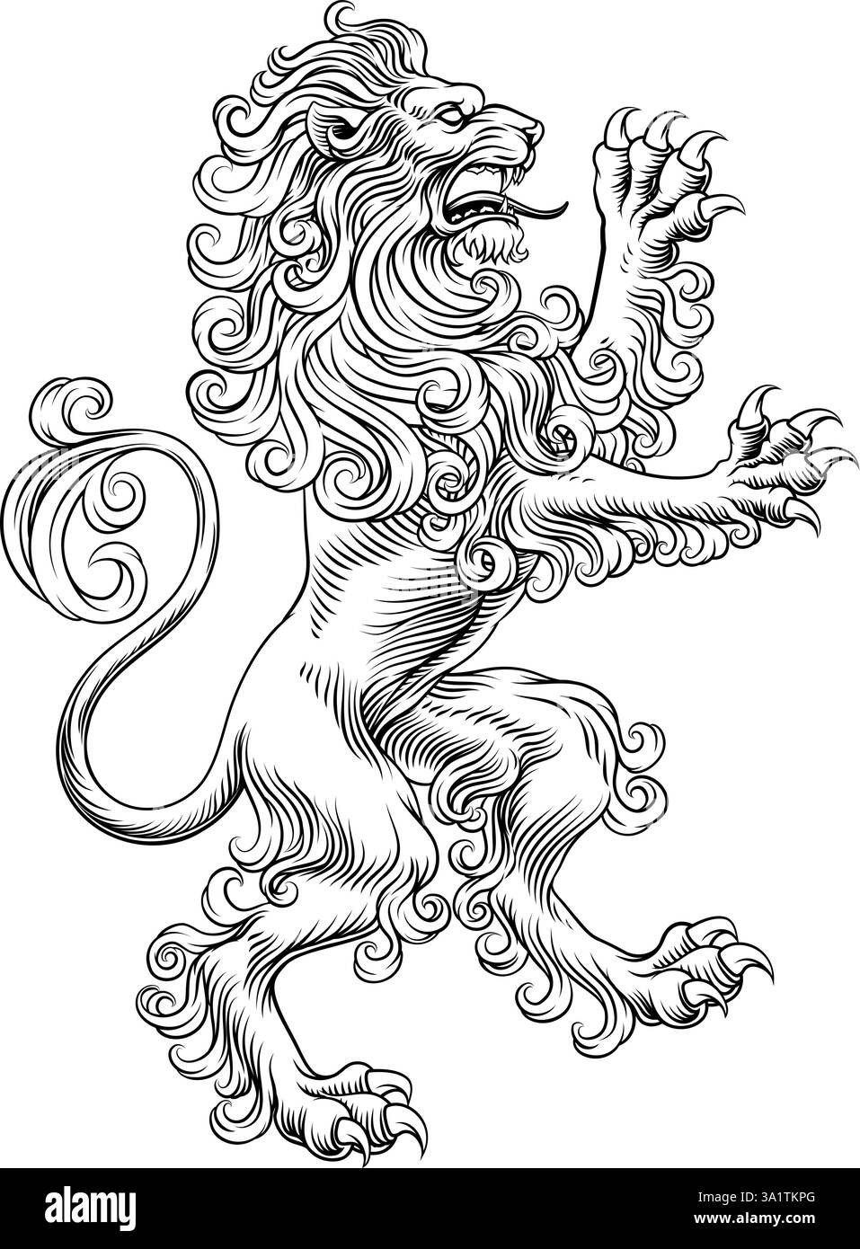 Heraldic Coat of Arms Crest Rearing Heraldry Lion Stock Vector Image ...