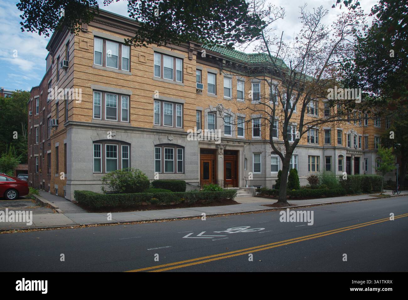 A Typical historical brick buidling facade in Boston, Massachusetts ...