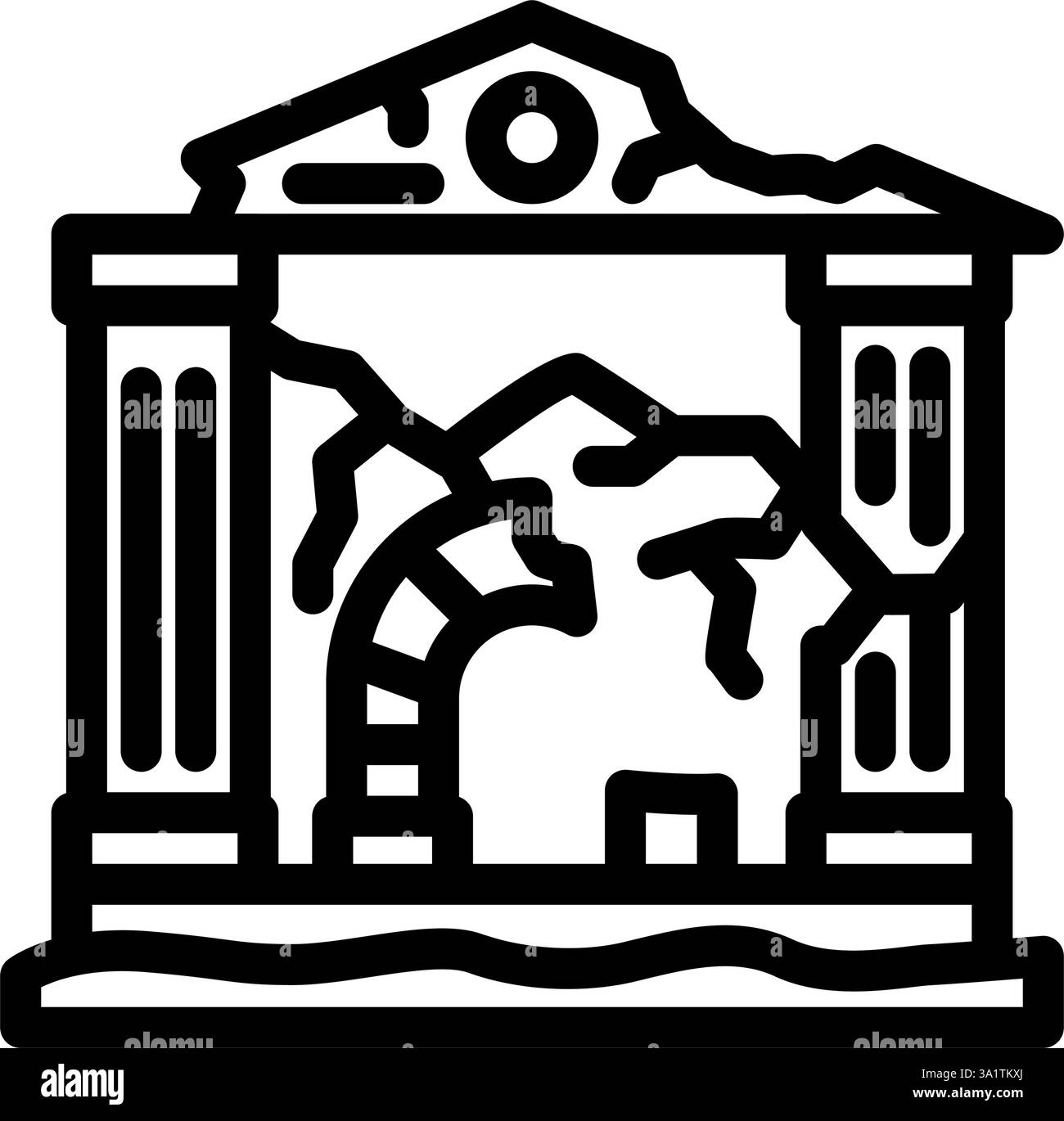 ancient ruins geographical discoveries line icon vector illustration ...