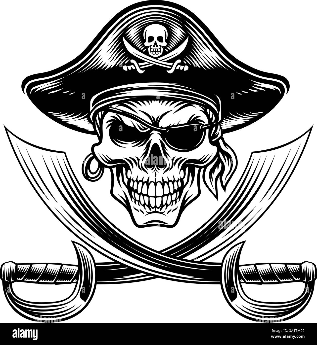 Skull Pirate Crossbones Cross Cutlass Swords Stock Vector Image & Art ...