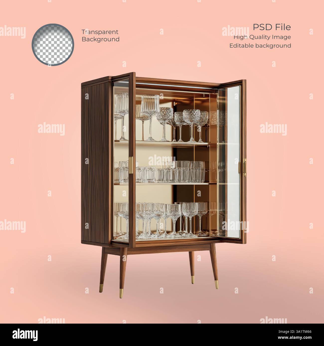 An Elegant Glassware Display Cabinet featuring a Modern Design, perfect ...