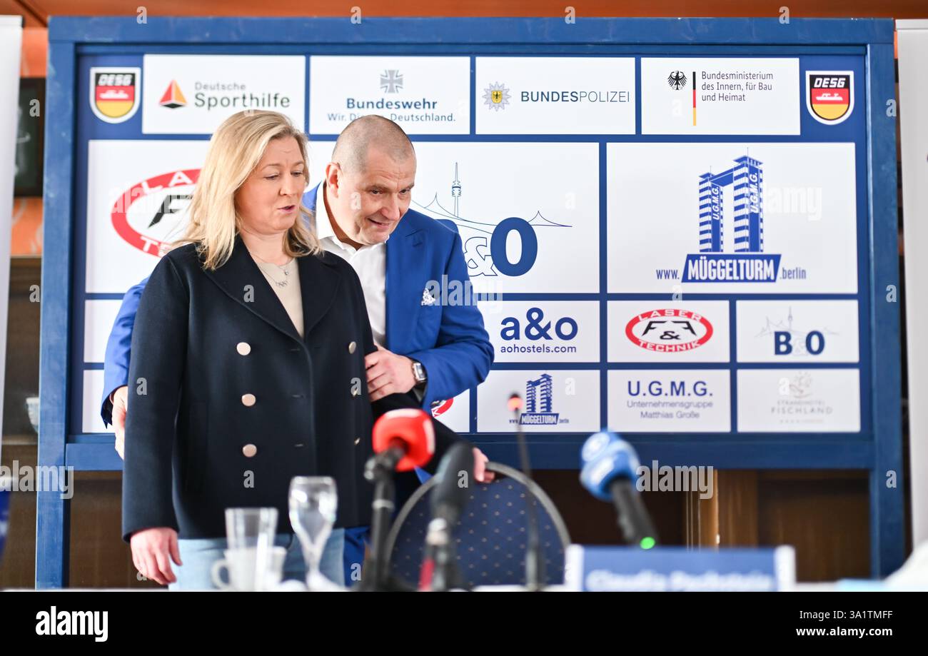 10 March 2025, Berlin: Claudia Pechstein, former speed skater, arrives ...