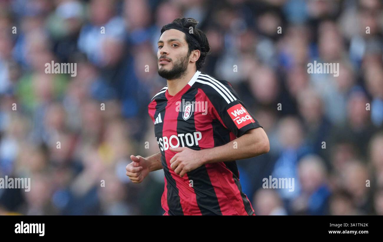 Fulham's Raul Jimenez runs into position during the English Premier ...