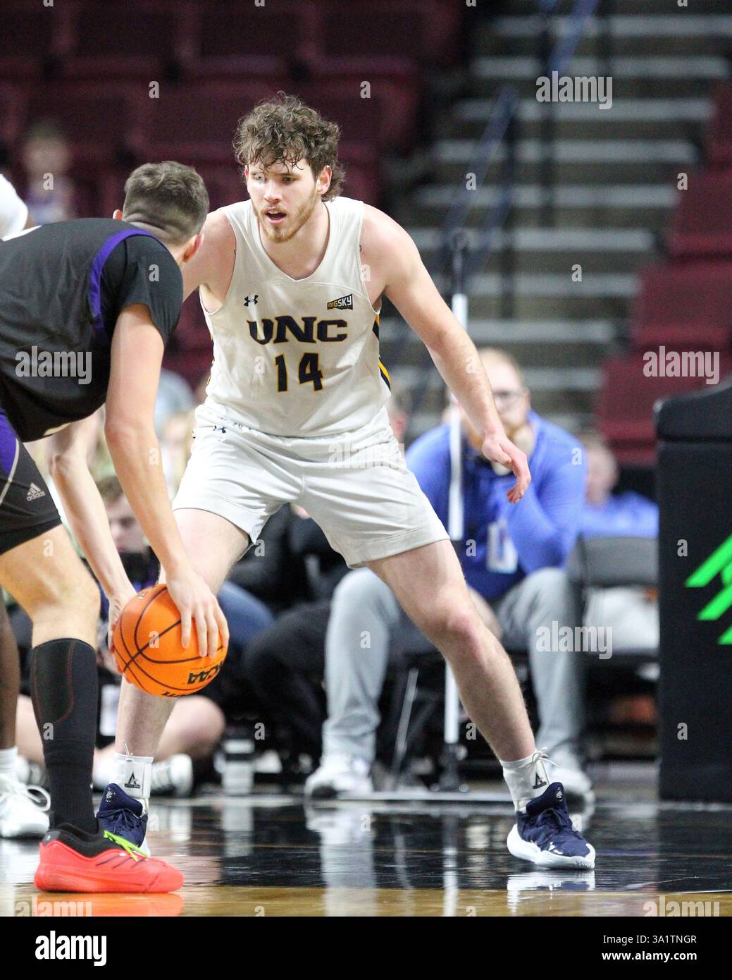 March 09, 2025: Montana Grizzlies forward Zack Davidson (14) blocks the ...