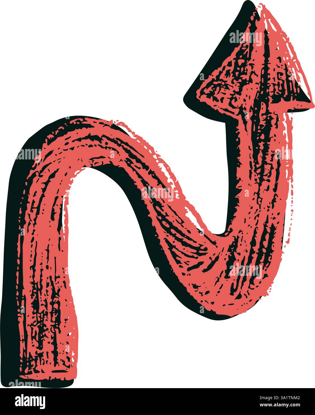 Arrow crayon drawing. Neo brutalist doodle style. Pointer for collage ...