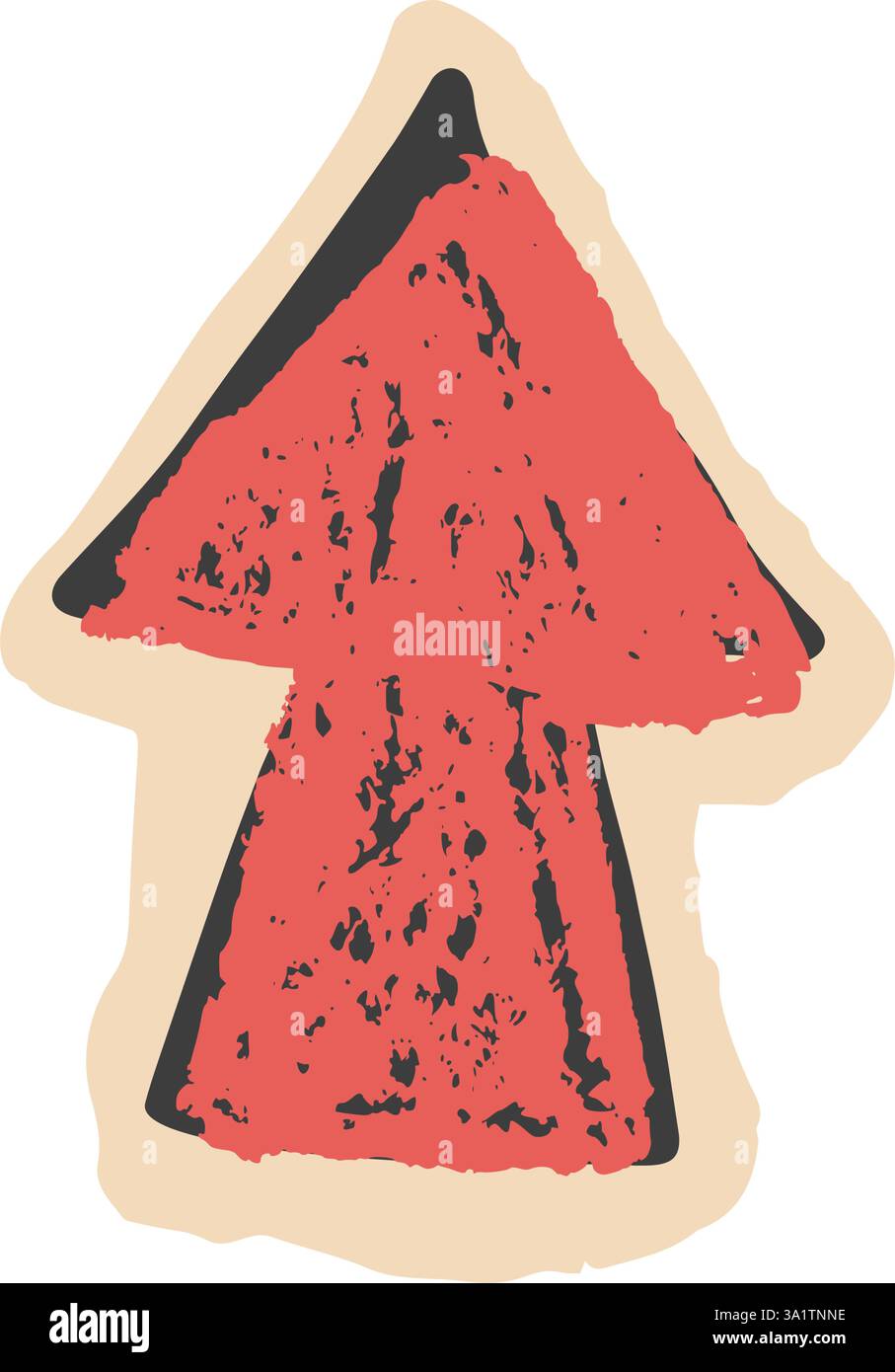 Arrow crayon drawing. Neo brutalist doodle style. Pointer for collage ...