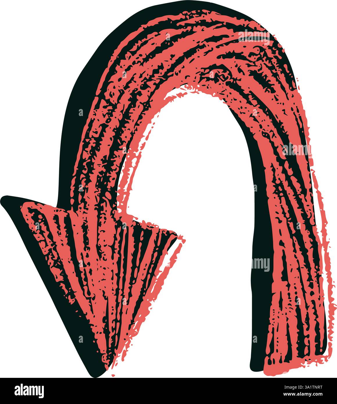 Arrow crayon drawing. Neo brutalist doodle style. Pointer for collage ...