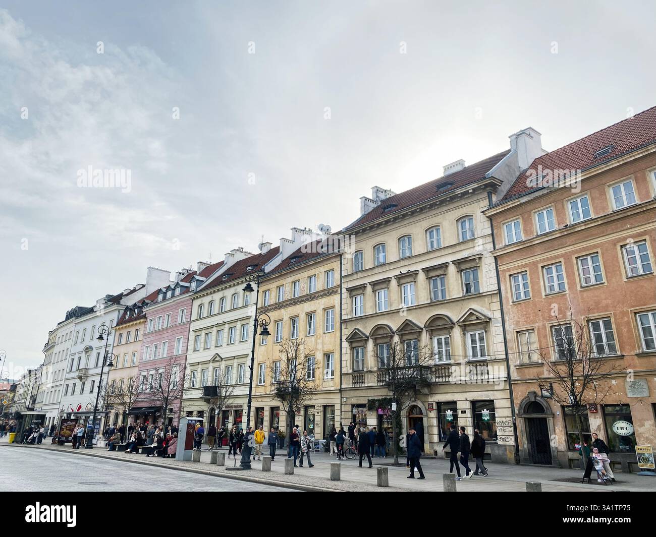 Warsaw, Poland - March 09, 2025: Colorful historic buildings line a ...