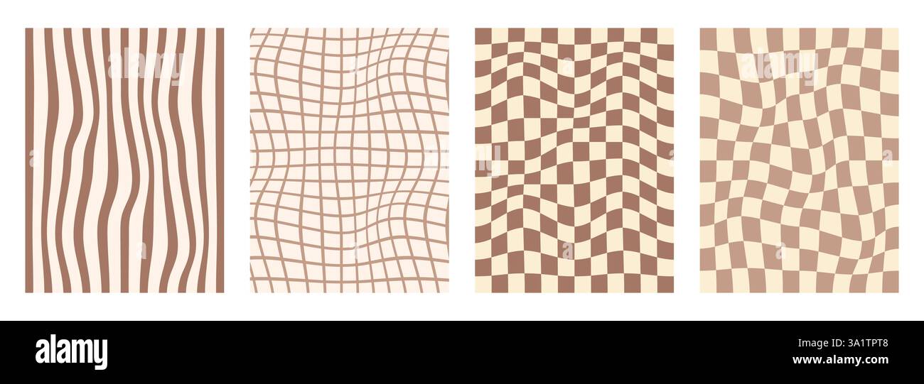 Groovy checkerboard pattern set. Psychedelic checker background pack. Trippy y2k retro vertical ...