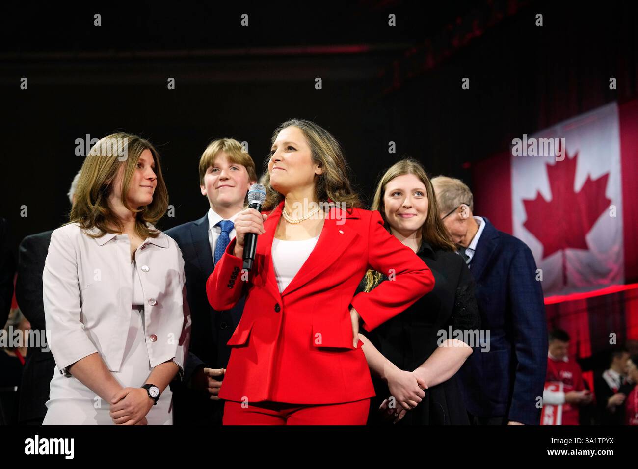 Liberal Party of Canada leadership candidate Chrystia Freeland delivers ...