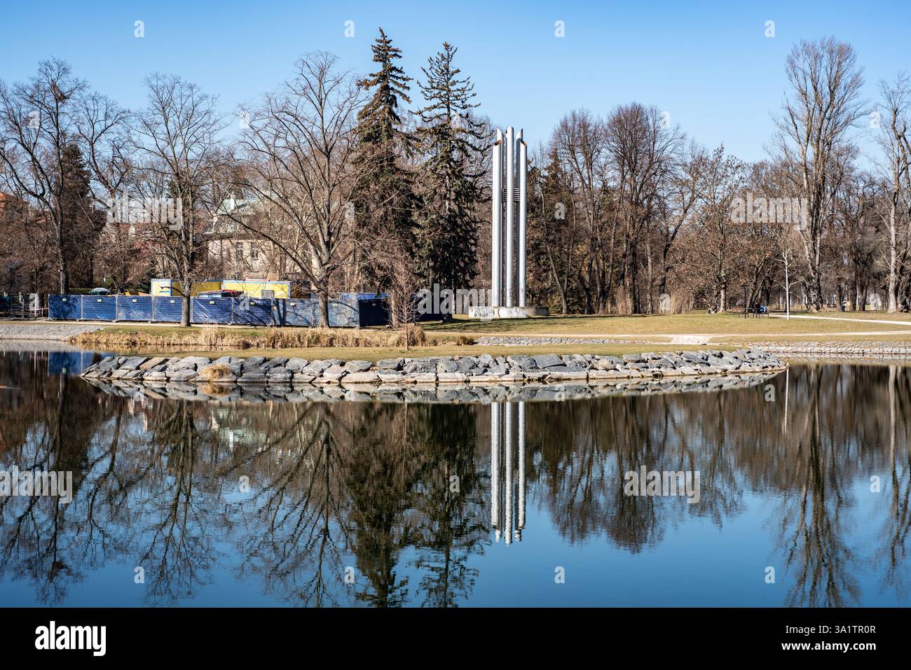 Letna Park, large public park on the Letna hill above Vltava river in ...