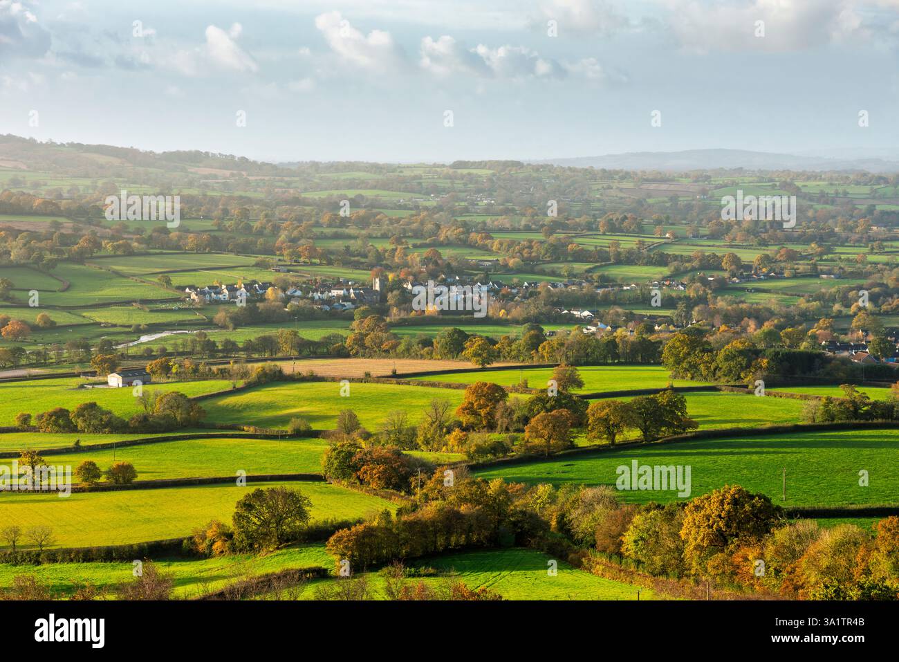 The village of Culmstock in the Culm Valley from Culmstock Beacon in ...