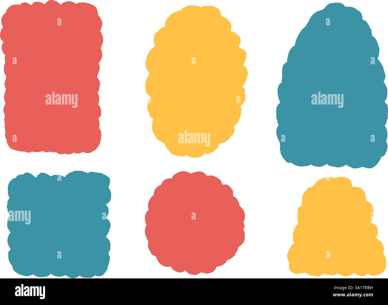 Kids scallop shape set. Childish text boxes frames pack. Oval, circle ...