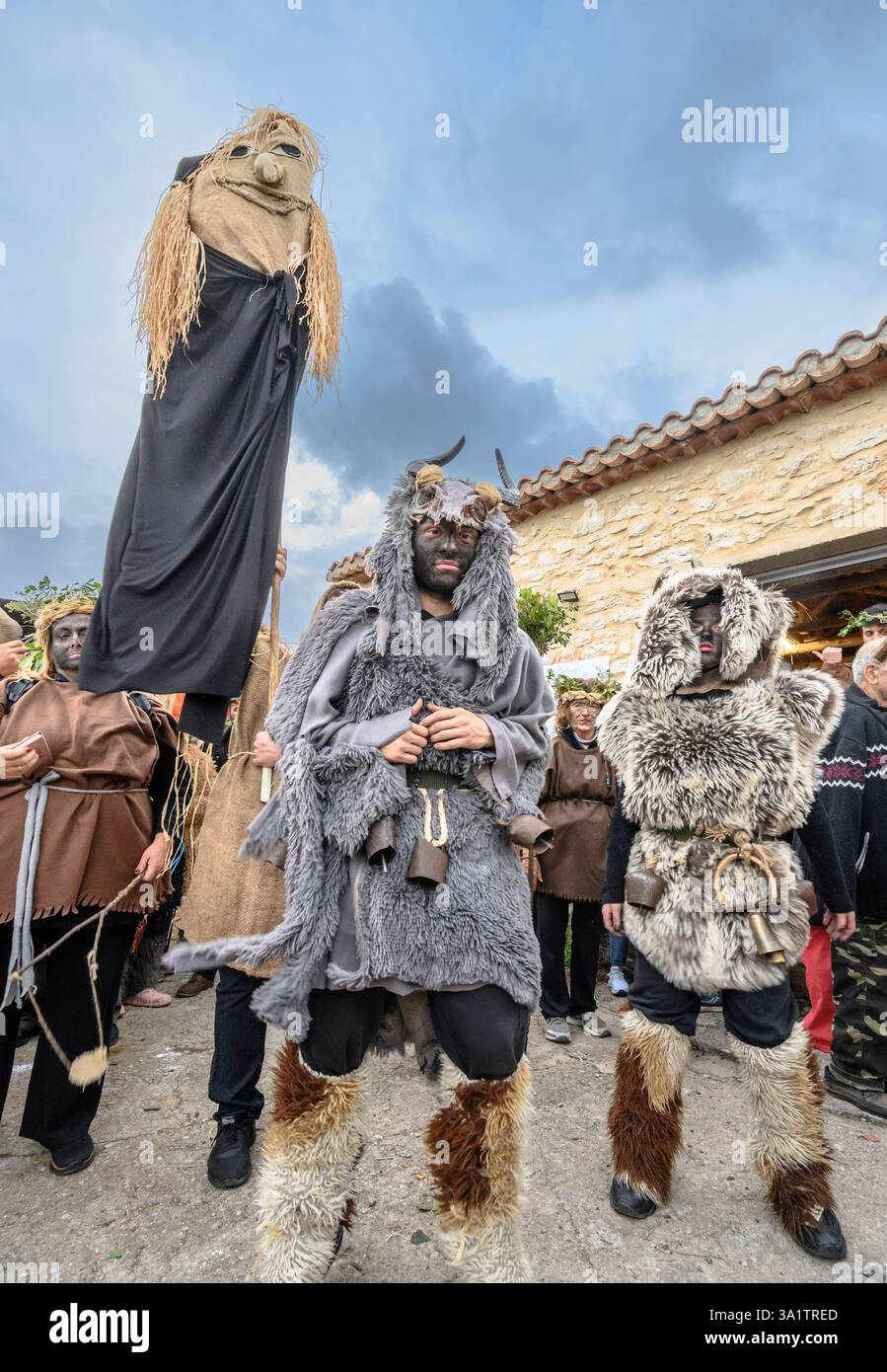 Participants dressed as a shepherds and goats, with soot blackend faces ...