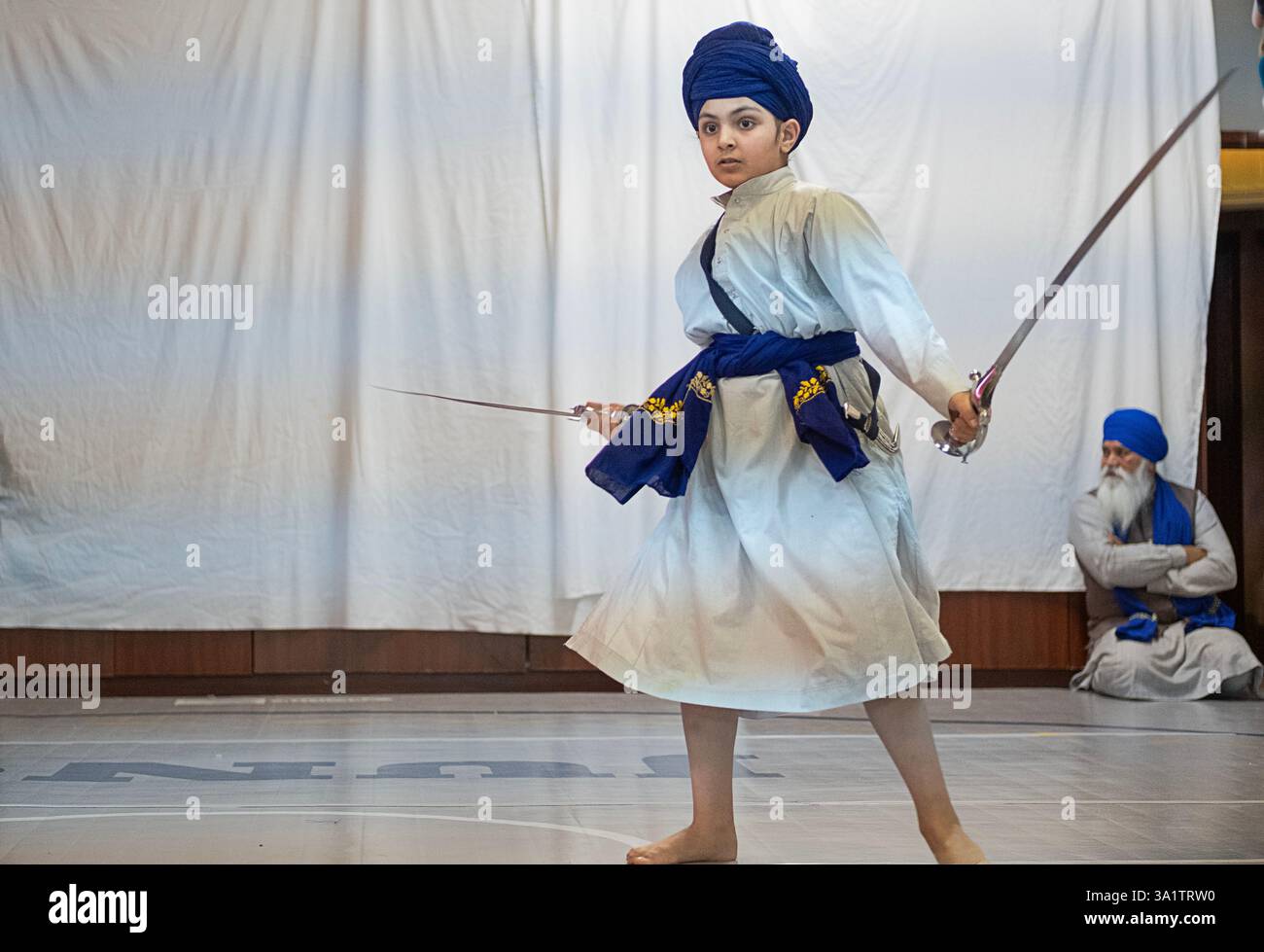 At a Gatka Sikh religious martial art tournament boys are judged for ...